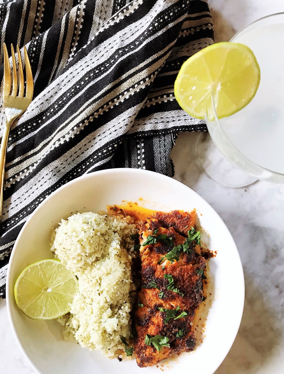 Blackened Cod with Cilantro Lime Cauliflower Rice – Champagne for Breakfast